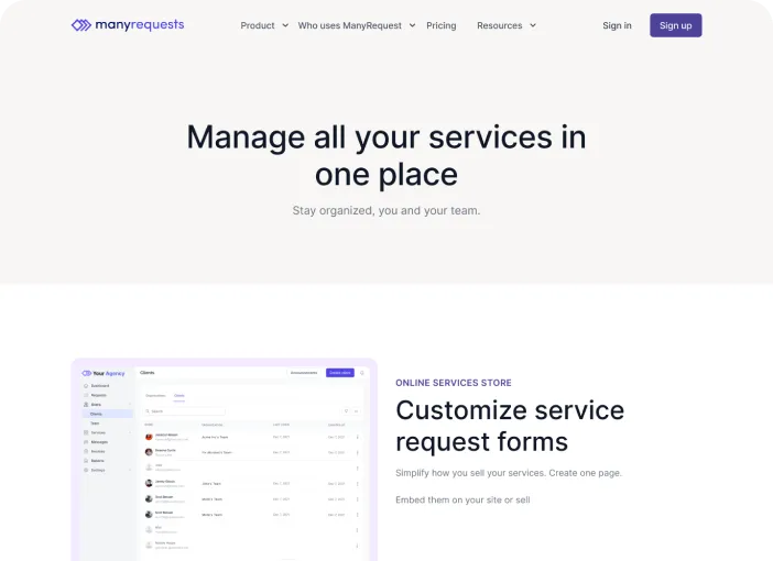 Client Portal Software For Agencies - ManyRequests